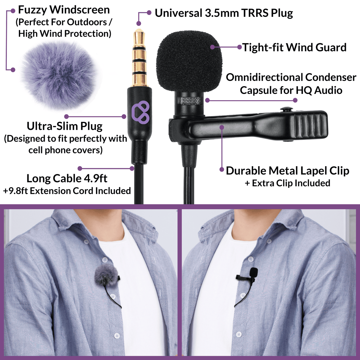 Purple Panda Lavalier Microphone Kit – Purple Panda Technologies